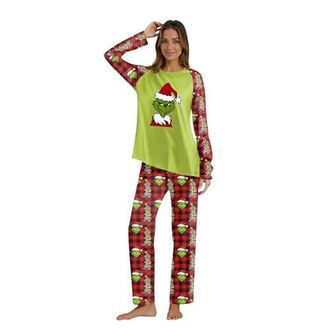 Generic Le Grinch Pyjama Noel Famille De Grinch The Ensemble Adulte Coton Hiver Femme Costume Vetement Homme Couple Enfant Assorti Deguisement Chaud Et Doux B