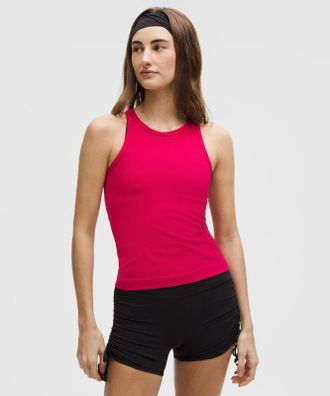 lululemon Align Racerback-Tanktop in Taillenl&auml;nge f&uuml;r Frauen - Gr&ouml;&szlig;e 12 in Pink Dragonfruit