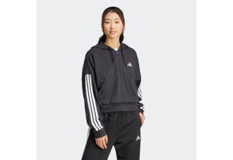 adidas Kapuzensweatshirt ESSENTIALS 3-STREIFEN FRENCH TERRY QUARTER-ZIP HOODIE