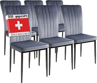 Albatros-Moebel Chaises de Salle &agrave; Manger Modena, Lot de 6, Gris, test&eacute;es SGS