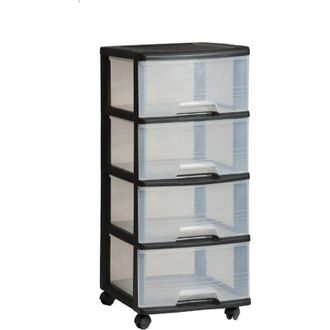 Keter Curver Meuble de rangement sur roulettes noir pratique