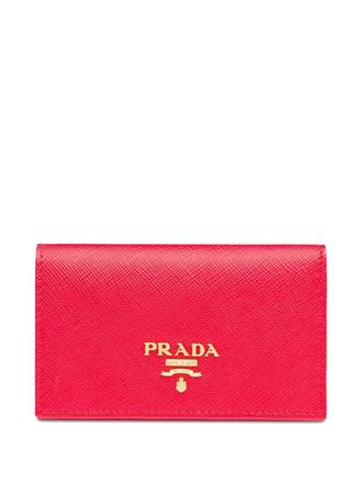 Prada portefeuille en cuir Saffiano à plaque logo - Rose