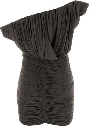 Magda Butrym Ruched Cupro Dress - Brown