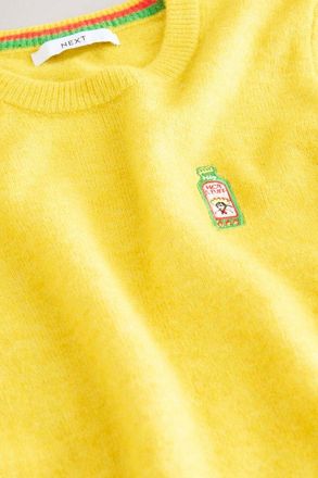 Next Strickpullover Bestickter Rundhalspullover aus Wollgemisch (1-tlg)