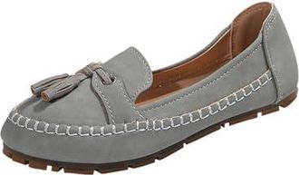 Generic Mocassins plats &agrave; enfiler pour femme - Couleur unie - L&eacute;gers - Antid&eacute;rapants - Confortables - Pour la marche, le travail et les loisirs, gris, 39.5 EU