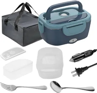 Generic Bo&icirc;te &agrave; d&eacute;jeuner &eacute;lectrique pour adultes, bo&icirc;te &agrave; d&eacute;jeuner &eacute;lectrique sans fil 12 V | R&eacute;cipient thermique pour r&eacute;chauffer les aliments pour femmes, ho