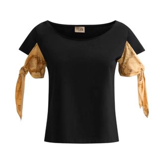 Alviero Martini 1A Classe Femme, Tops, Noir, Taille: 42 FR T-shirt Geo Classic noir avec manches courtes