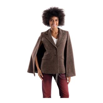Marella Veste Cape Tartan - Femme - Vestes - Brun - Taille: 40 FR