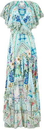 Camilla Frill Sleeve Seidenlanges Kleid - Sunrise In Sintra - - Dresses - Damen - Mehrfarbig - L