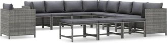 vidaXL Vidaxl - Salon de jardin 12 pcs avec coussins R&eacute;sine tress&eacute;e Gris