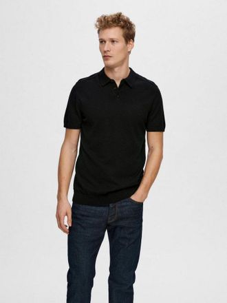 Selected Poloshirt SLHBERG SS KNIT POLO NOOS aus Feinstrick