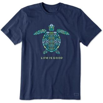 Life is good Life is Good T-Shirt Crusher-Lite &agrave; Manches Courtes Mandala Turtle pour Homme (Taille L, Bleu fonc&eacute;)