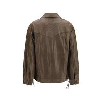 Golden Goose Womens Brown Calf Leather Bos Taurus Jacket Clothing