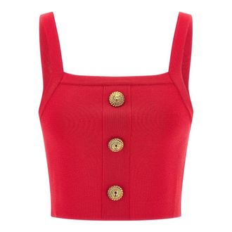 Balmain Gestricktes Bralette-Top mit Kn&ouml;pfen - - Tops - Damen - Rosa - XS