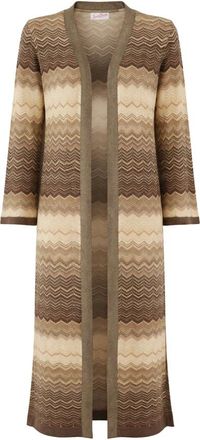 MC2 Saint Barth Femme, Pulls, Beige, Taille: 42 FR Long Zigzag Knit Cardigan