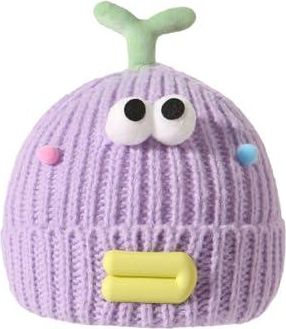 Generic Bonnet tricot&eacute; fantaisie pour femme avec cache-oreilles Motif saucisse, 02 - Violet, taille unique