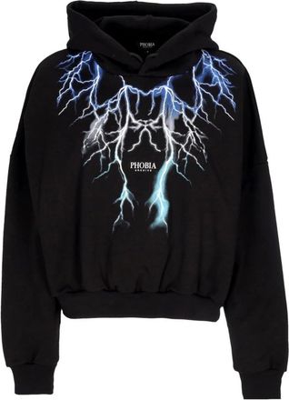 Phobia Archive Femme, Sweatshirts et sweats &agrave; capuche, Noir, Taille: 42 FR Lightning Crop Sweat &agrave; capuche