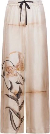 Pierre-Louis Mascia Femme, Pantalons, Beige, Taille: 40 FR Printed Silk Pantalons