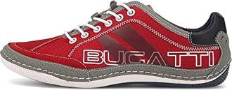 Bugatti Homme Baskets d&eacute;contract&eacute;es &agrave; semelle souple, chaussures &agrave; lacets avec mousse &agrave; m&eacute;moire de forme, lacets &eacute;lastiques, Rouge, 40 EU