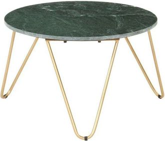Les Tendances Table basse effet marbre vert et pieds métal doré Emis D 65cm