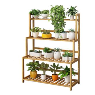 YYW Pflanzenregal - Blumenst&auml;nder Holz Blumentreppe Pflanzenst&auml;nder Pflanzenregal Blumenregal aus Bambus Holz Blumen Pflanzen Regal Blumenst&auml;nder f&uuml;r inne