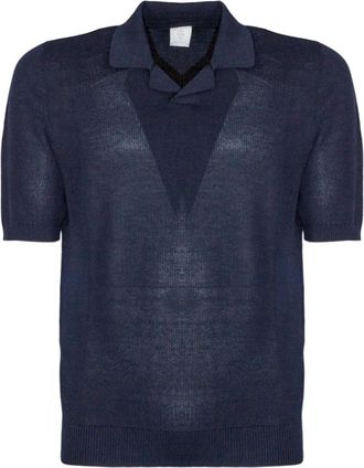 Eleventy Homme, Tops, Bleu, Taille: XL Knitted Polo