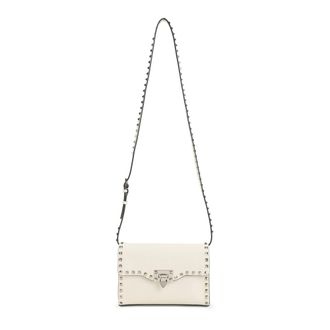 Valentino Garavani Femme, Sacs, Beige, Taille: ONE Size Petit Sac Bandouli&egrave;re Rockstud en Cuir Grain&eacute;