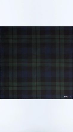 Fursac Pochette en soie &agrave; motif tartan - Taille Unique - Homme