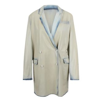 Diesel Femme, Manteaux, Blanc, Taille: 38 FR Fluid X-Ray Effect Denim Blazer