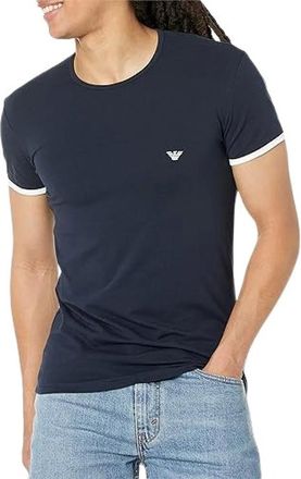 Emporio Armani Homme, Tops, Bleu, Taille: XL T-Shirt Contrast Binding