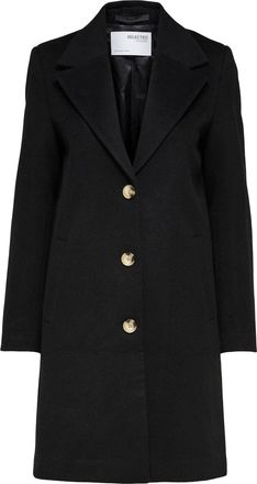 Selected BLACK Damen SLFNEW SASJA Wool Coat B Mantel, 36