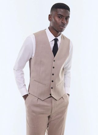 Fursac Gilet de costume en flanelle de laine - Taille 44 - Homme