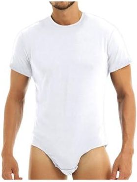 ORANDESIGNE Homme Body de Sport Justaucorps sous-vêtement Combinaison Musculation Gymnastique Bodysuit Danse Jumpsuit Leotard Manche Courte Maillot de Corps Pyjam