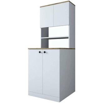 Dmora Gro&szlig;er Mehrzweckschrank Dmaifred, Multifunktionale M&ouml;bel, Schuhschrank, Besenschrank, 70x73h184 cm, Wei&szlig; und Walnuss - Dmora