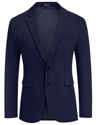 Coofandy Herren-Jacke / Sport-Blazer, l&auml;ssige klassische Passform, Corduroy, mit zwei Kn&ouml;pfen, modischer Blazer mit Revers, dunkelblau, M