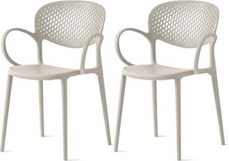 Connubia 2 Stühle Abby mit Armlehnen, recyceltes Polypropylen, 100% Hanf matt