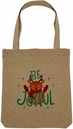 Fabulous Sac Shopping Tote Bag Aspect Lin - Be Joyful Renne de Noel Illustration Dessin Mignon Hiver Neige - Sac de Courses Toile Epaisse 360g Beige Naturel Ca