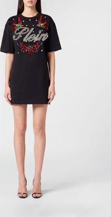 Philipp Plein Etui-Minikleid mit Strass-Logo und U-Ausschnitt am R&uuml;cken