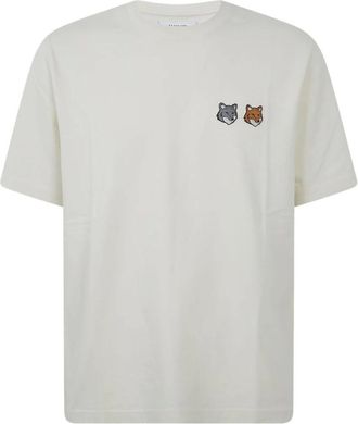 Maison Kitsun&eacute; Homme, Tops, Beige, Taille: M Double Fox Head Comfort Tee-Shirt
