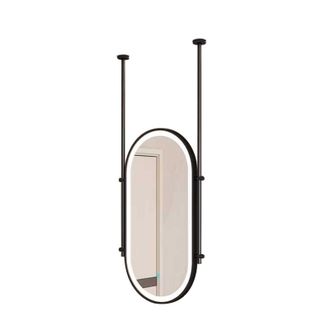 Generic Ovaler Deckenspiegel, h&auml;ngender Badezimmer-Kosmetikspiegel, LED-Beleuchtung mit dreifarbiger Temperatur, geeignet for Hotels und Sch&ouml;nheitssalons(Blac