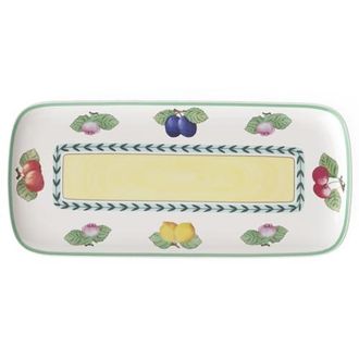 Villeroy & Boch Villeroy und Boch Charm und Breakfast French Garden Kuchenplatte, 35 x 16 cm, Premium Porzellan, Wei&szlig;/Bunt