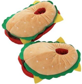 Hemobllo Pantoufles Dintérieur Pour Femme Burger Mignons Pantoufles Chaudes Et Moelleuses Pour Hiver
