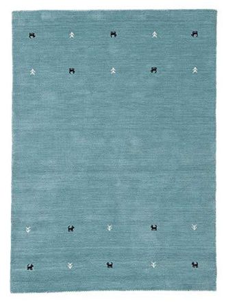 Carpetfine Tapis de Laine Gabbeh Uni Turquoise 160x230 cm | Tapis Moderne pour Le Salon et la Chambre &agrave; Coucher