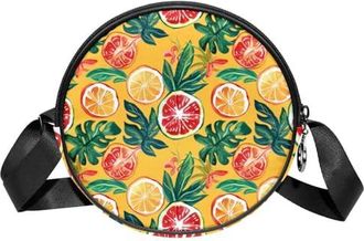 Generic Sac &agrave; bandouli&egrave;re rond pour femme, petit sac &agrave; bandouli&egrave;re d&eacute;t&eacute; avec fermeture &eacute;clair, bretelles r&eacute;glables, style d&eacute;contract&eacute; pour femmes et filles