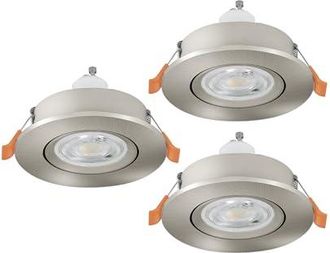 Eglo 3er Set LED Einbaustrahler Barranco, Deckenspots Wohnzimmer, Deckenstrahler schwenkbar aus Kunststoff in Silber, neutralwei&szlig;, inkl. GU10 Leuchtmittel