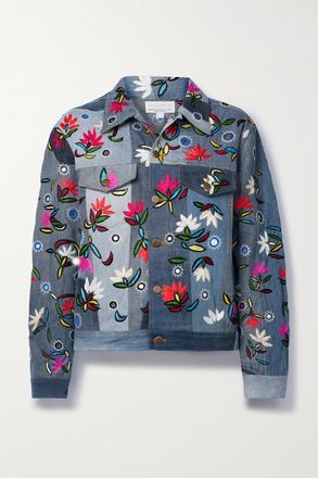 Ashish Jeansjacke In Patchwork-optik Mit Verzierungen Und Stickereien - Blau