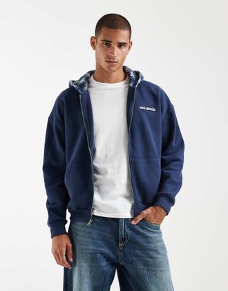 Hollister Sweat &agrave; capuche zipp&eacute; &agrave; capuche contrastante - Bleu marine