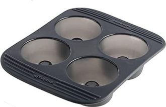 Mastrad Moule 4 Babas - 100% Silicone Premium - Anti-Adhésif - Maintien Parfait - Gris Fumé, 28.5 x 23.5 x 3.3