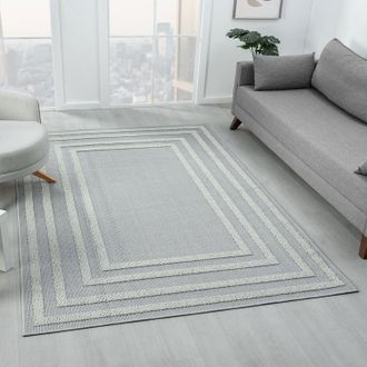 Vimoda Teppich Boho Hochflor Wohnzimmer, Schlafzimmer, K&uuml;che, Flur, Waschbarer Teppich 3D, Farbe:706Grau, Ma&szlig;e:160x230 cm