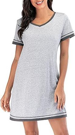 Generic Chemise De Nuit Grande Taille - Pyjama Cotton Ete - Robe De Pyjama Grande Taille - Body Legere - Manche Courte - Femme - Vetement Invisible - Fond De 
